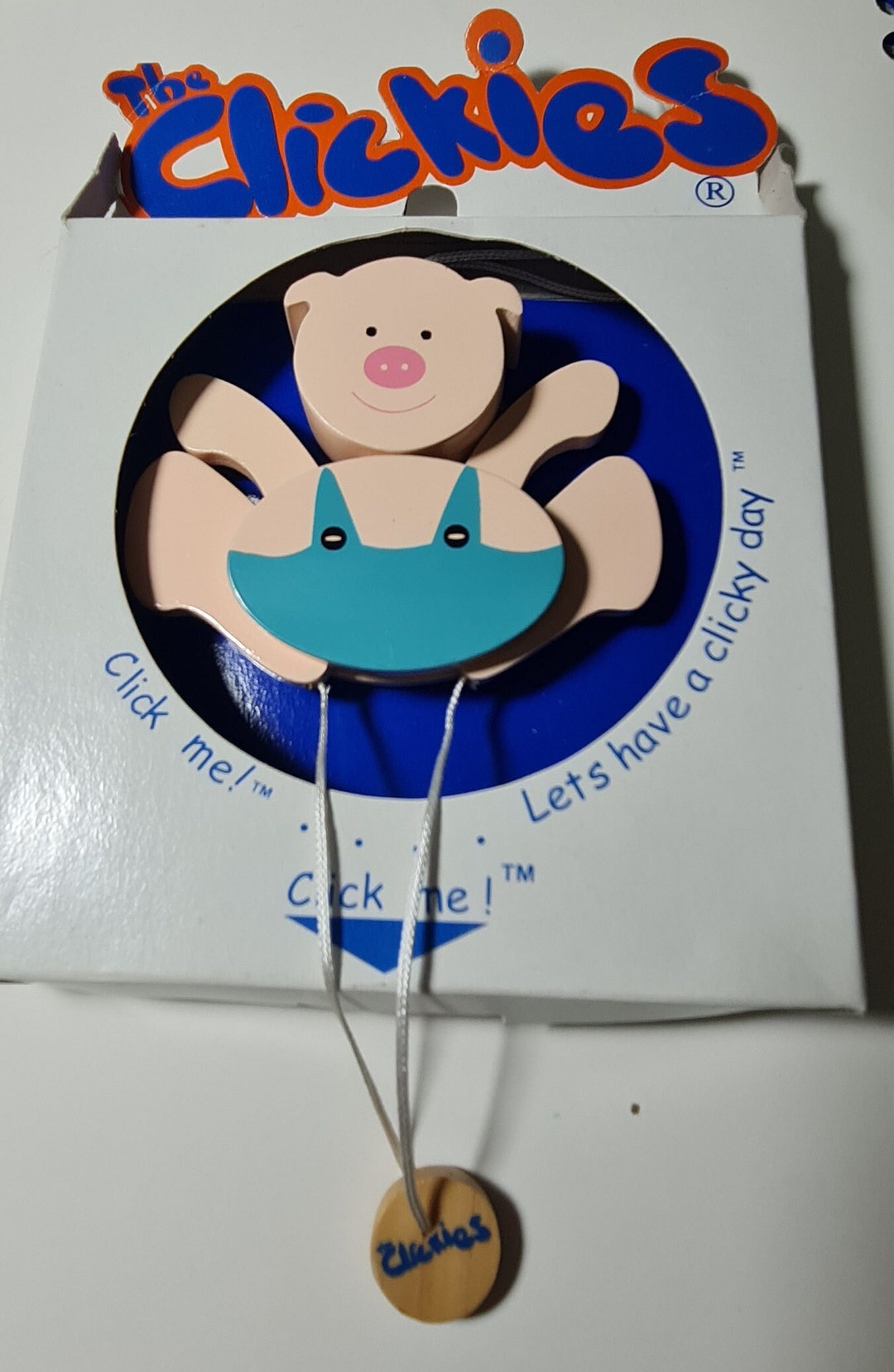 Clickies Pull-string Wooden Toy, Pig Graf Product New - Etsy