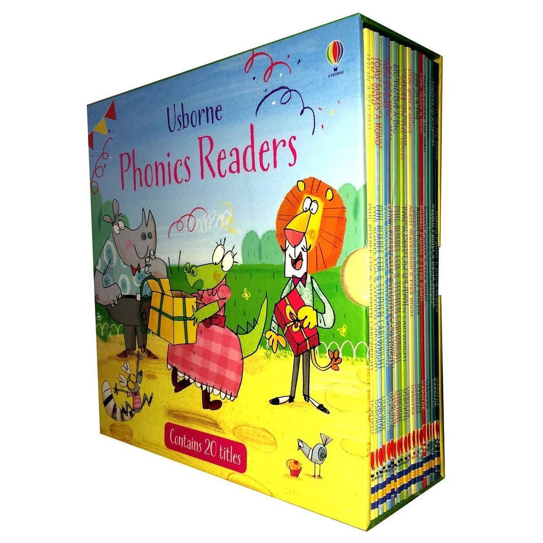 Usborne Phonics Readers 20 Book Set Fox on a Box Frog on Log Bug in a ...