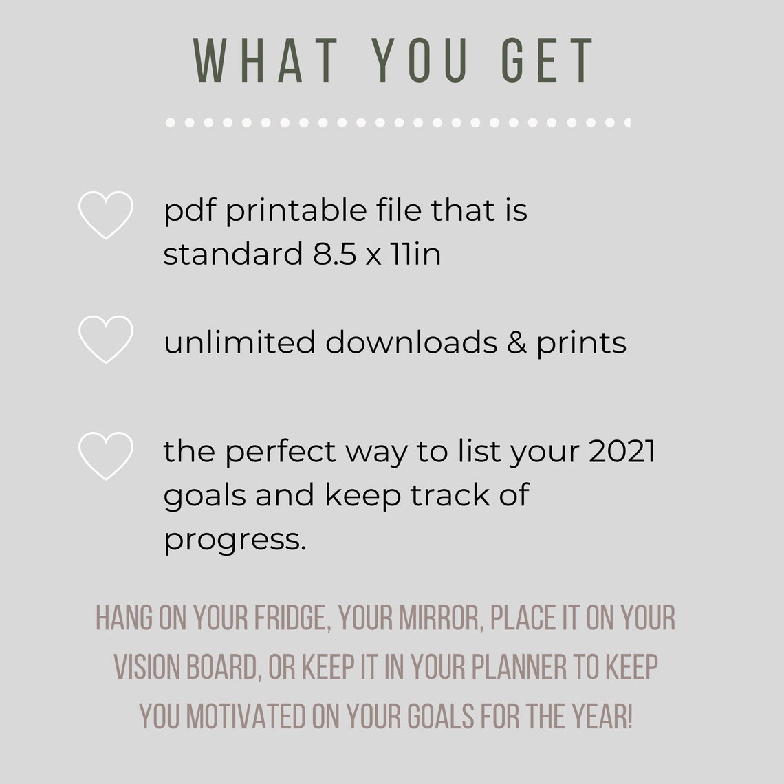 2021 Goals List Printable Planner Digital Download | Etsy