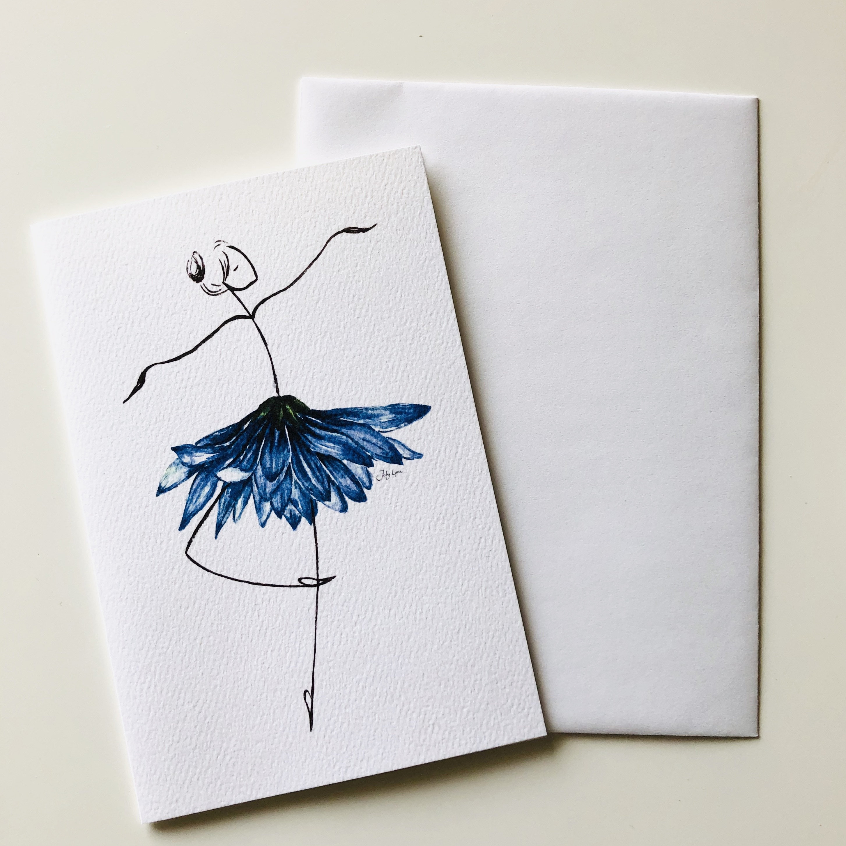 Dancing Flower Watercolor Painting Greeting Card - Etsy