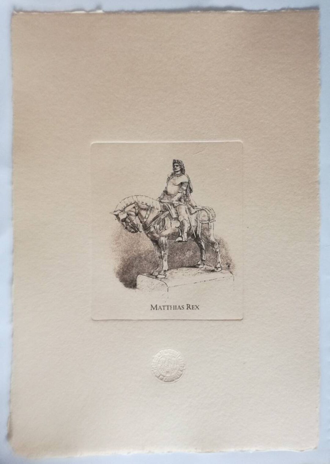 King Matthias Corvinus Statue Print: Vintage Etching on Handmade Paper ...