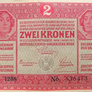 Ket Korona / Zwei Kronen Two Crowns Vintage 1917 Banknote of | Etsy
