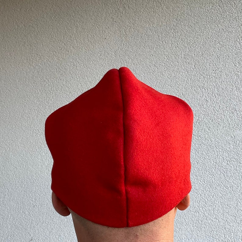 Handmade Red Wool Conical Cap: Ancient Eastern European Style - Etsy