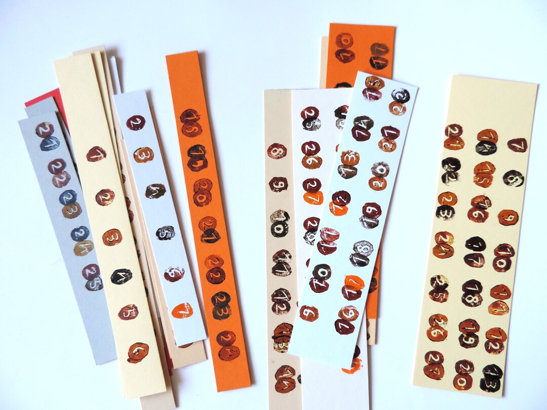 Dotted Numbers Linocut Bookmark, Paper Gift for Readers, Colorful Print ...