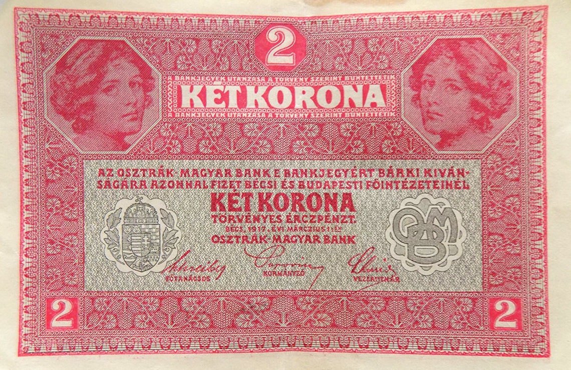 Ket Korona / Zwei Kronen Two Crowns Vintage 1917 Banknote of | Etsy