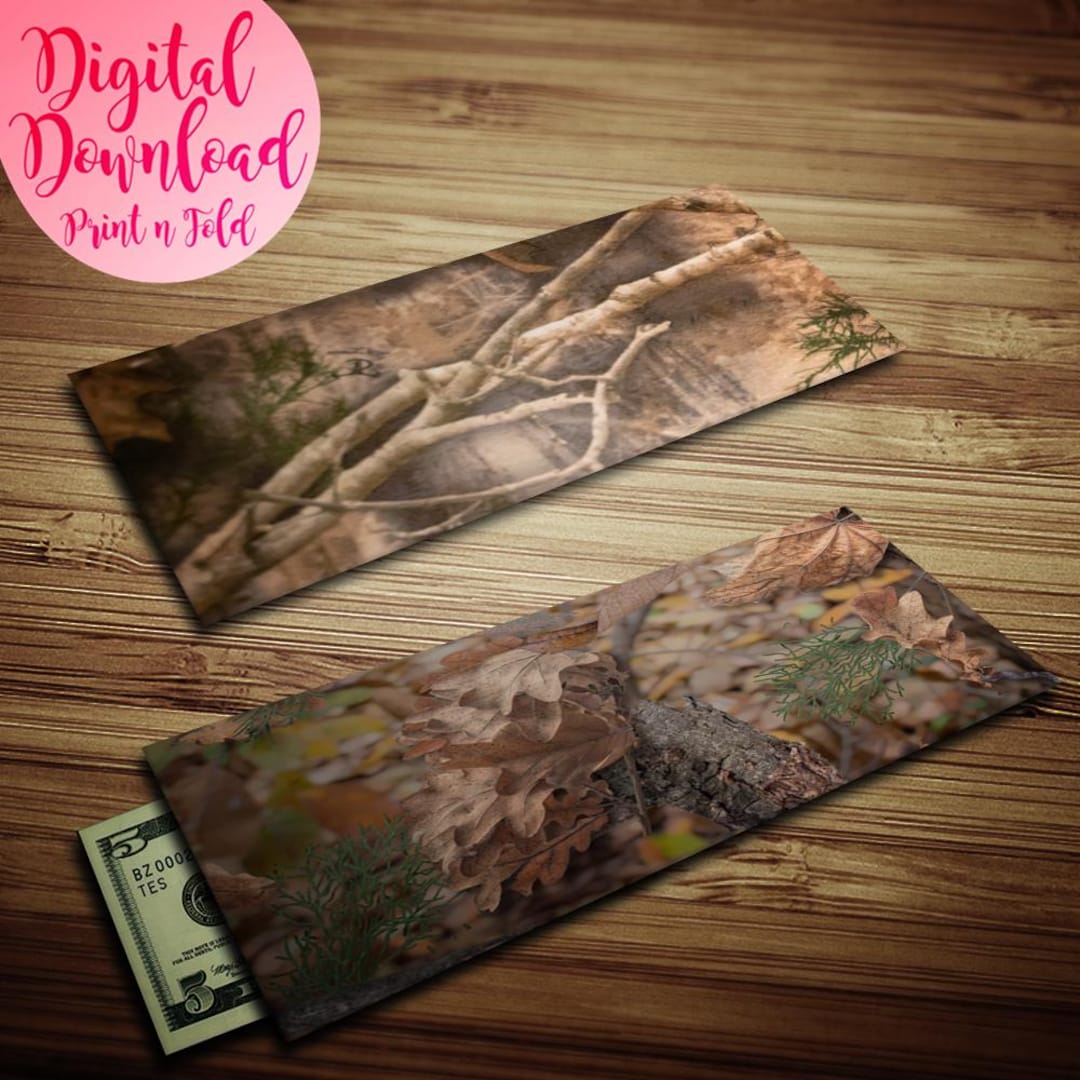 Hunting Camouflage Printable DIY Cash Money Gift Envelopes - Etsy