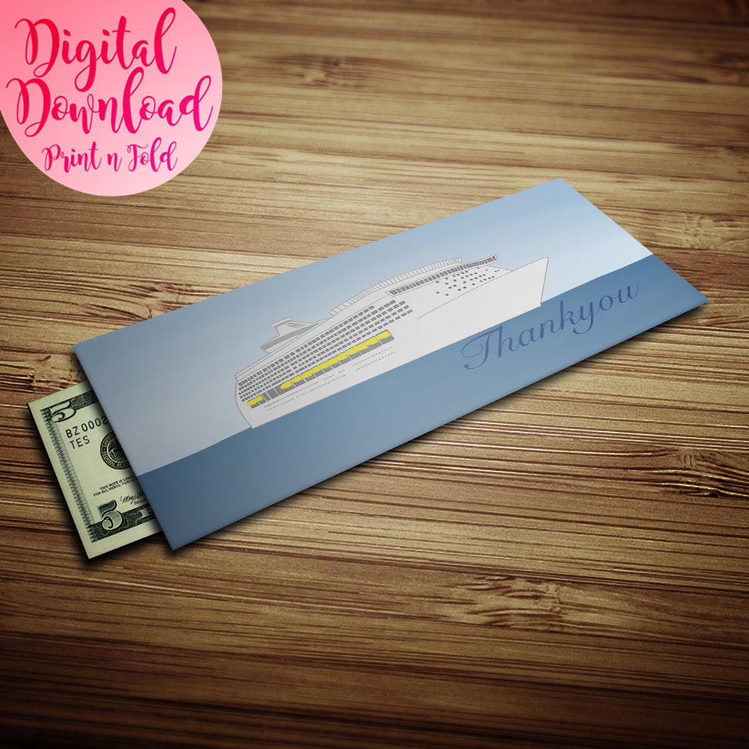 Cruise Ship Illustrated Printable Tip Envelope - Thankyou - Money ...