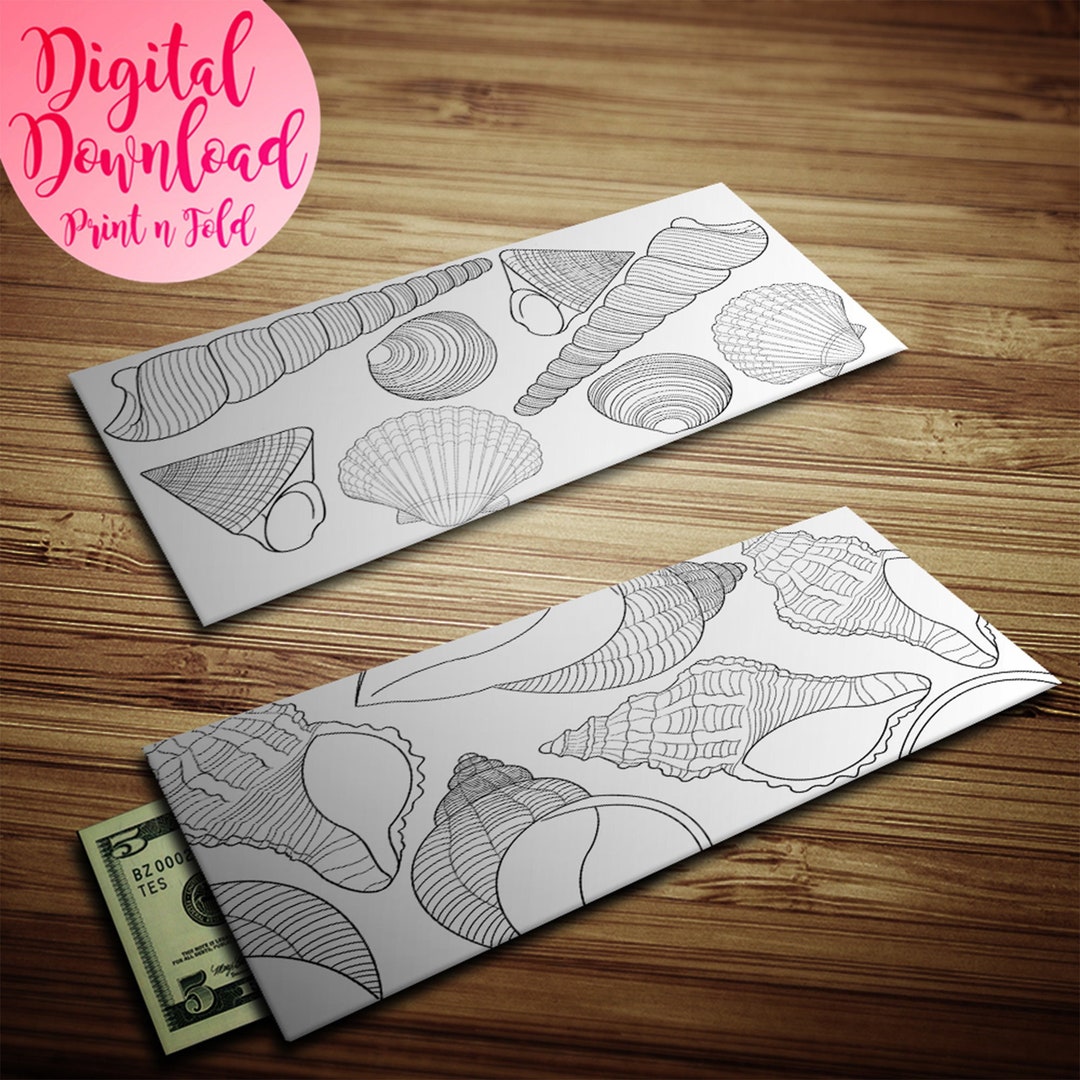 Seashell Colour in Printable Gift Envelopes Last Minute Gift Money ...