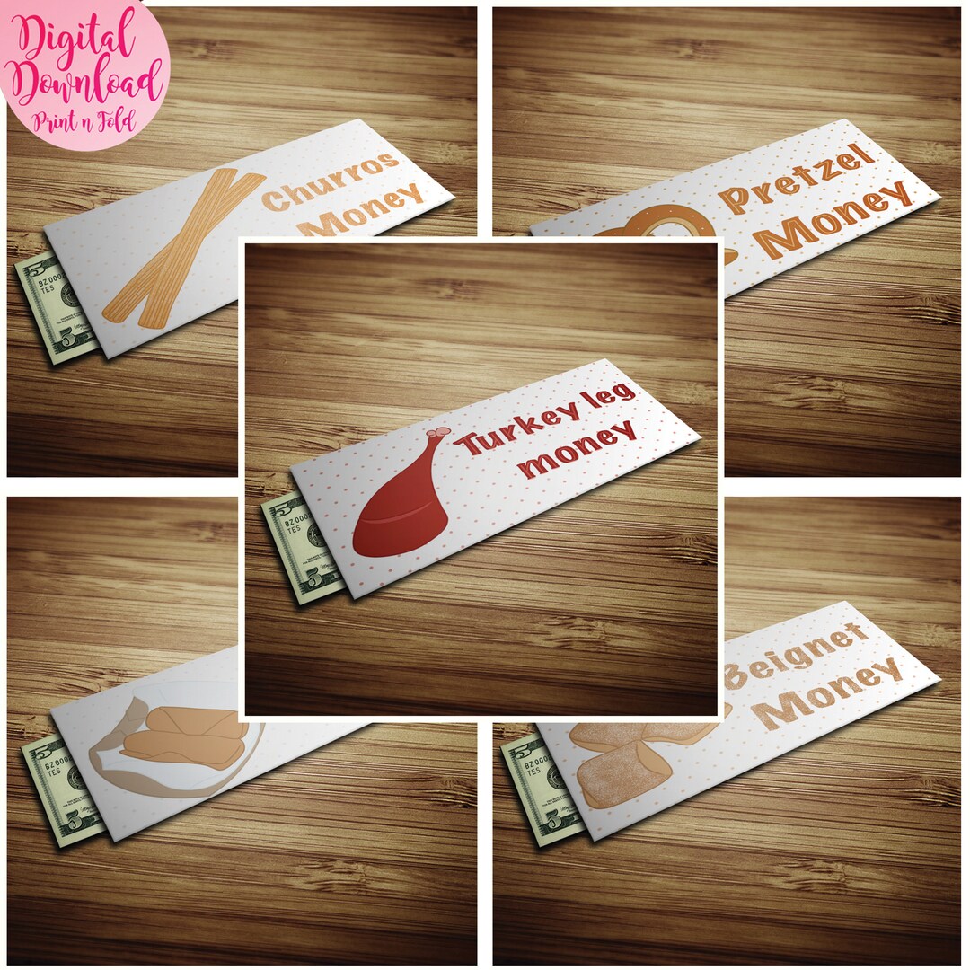 Snack Printable Money Envelopes Multi Pack Vacation - Etsy