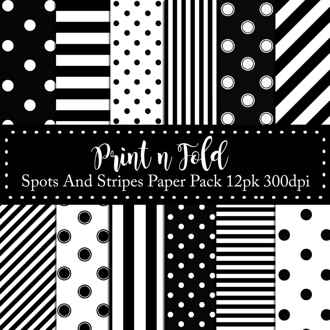 Printable Paper Pack Monochrome Digital Papers Black and White Spots ...