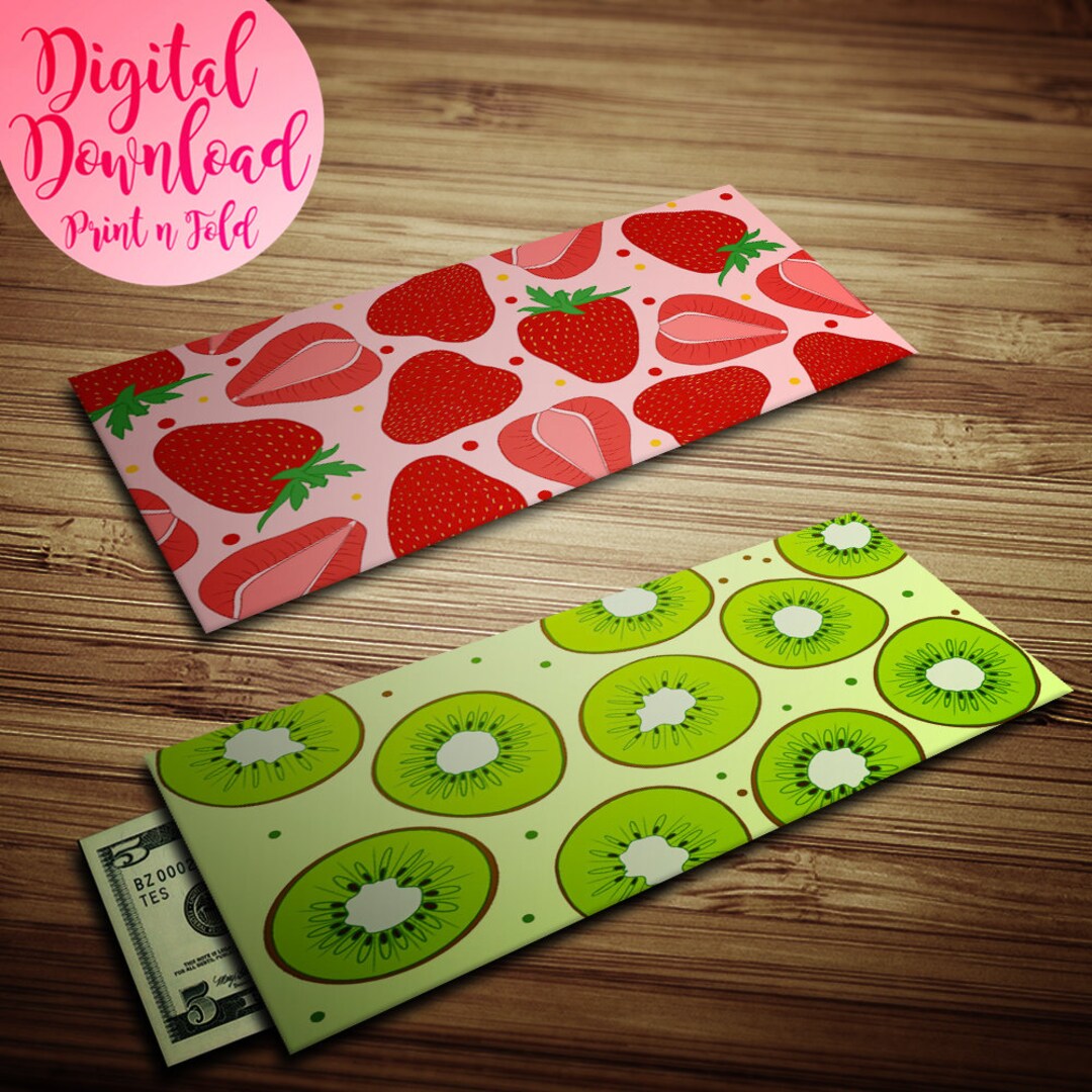 Kiwi Strawberry Fruit Gift Envelopes - Instant Download - Last Minute ...