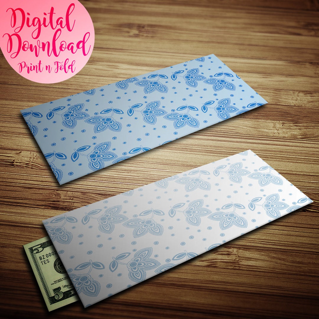 Blue Paisley Gift Envelopes - Printable - Flowers - Floral - Gift ...