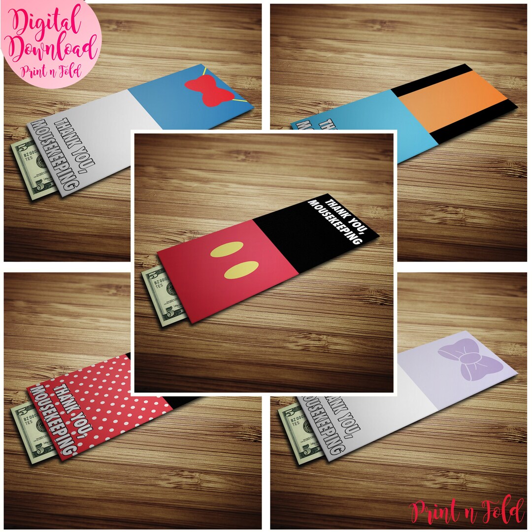 Mousekeeping Envelopes Character Outfits Bonus Envelope - Etsy
