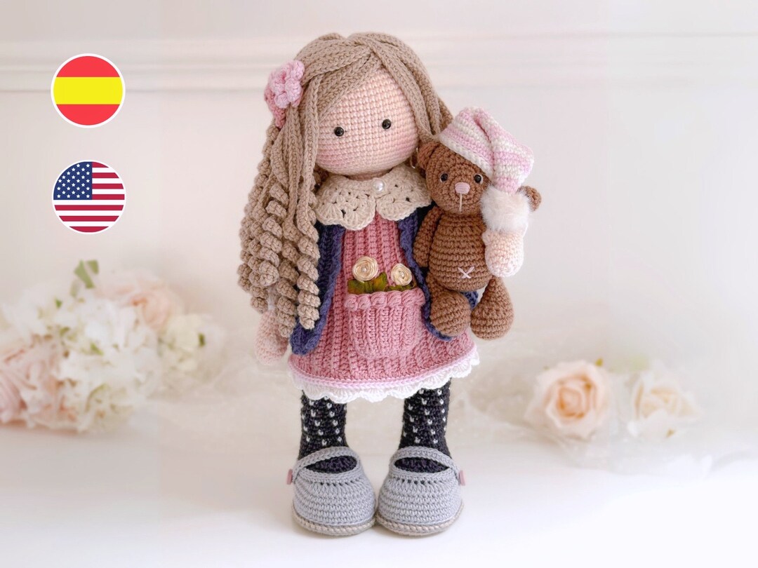 Romantic Doll With Bear Amigurumi Pattern/ ENG SPA - Etsy