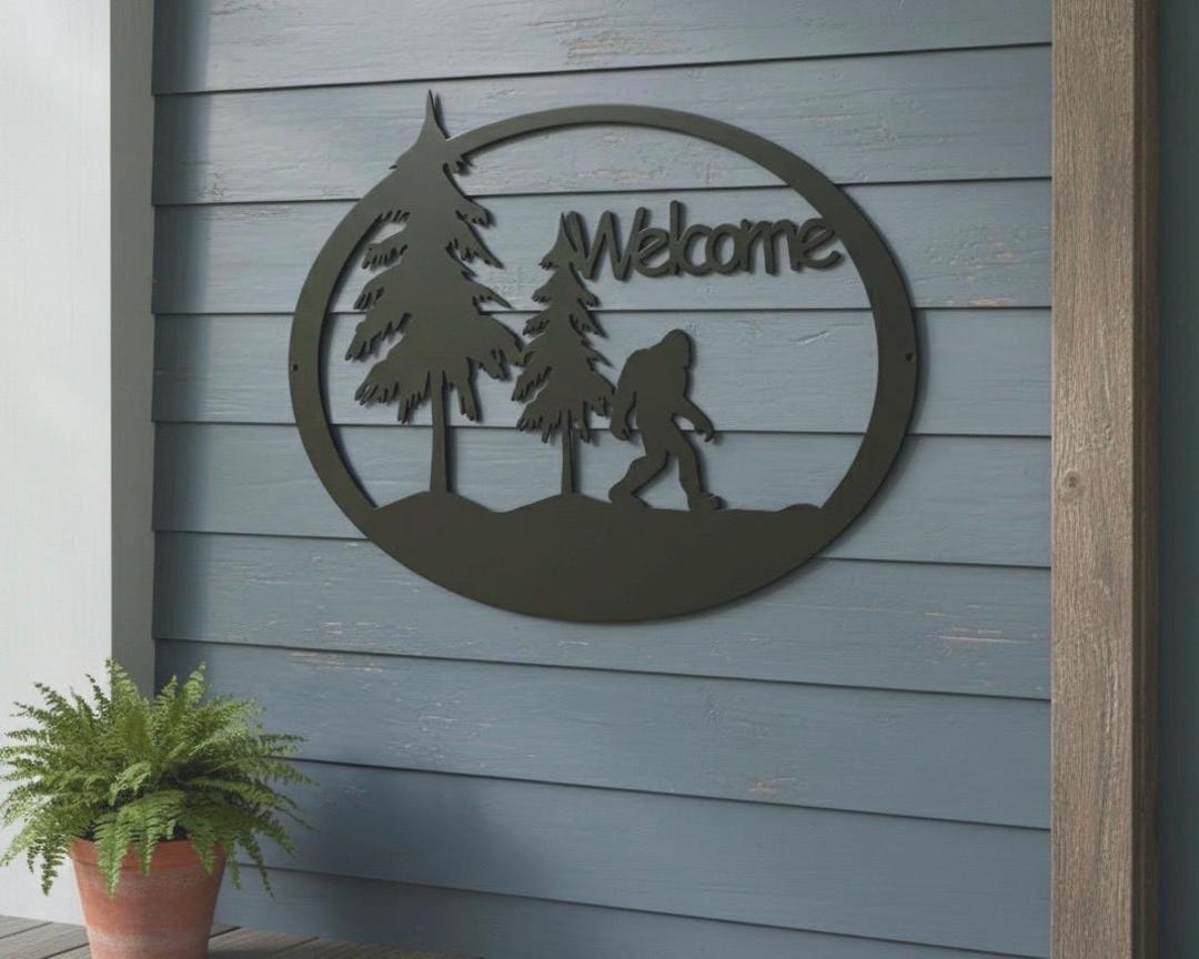 Bigfoot Welcome Sign: Metal Sasquatch Wall Art, Cabin Decor - Etsy