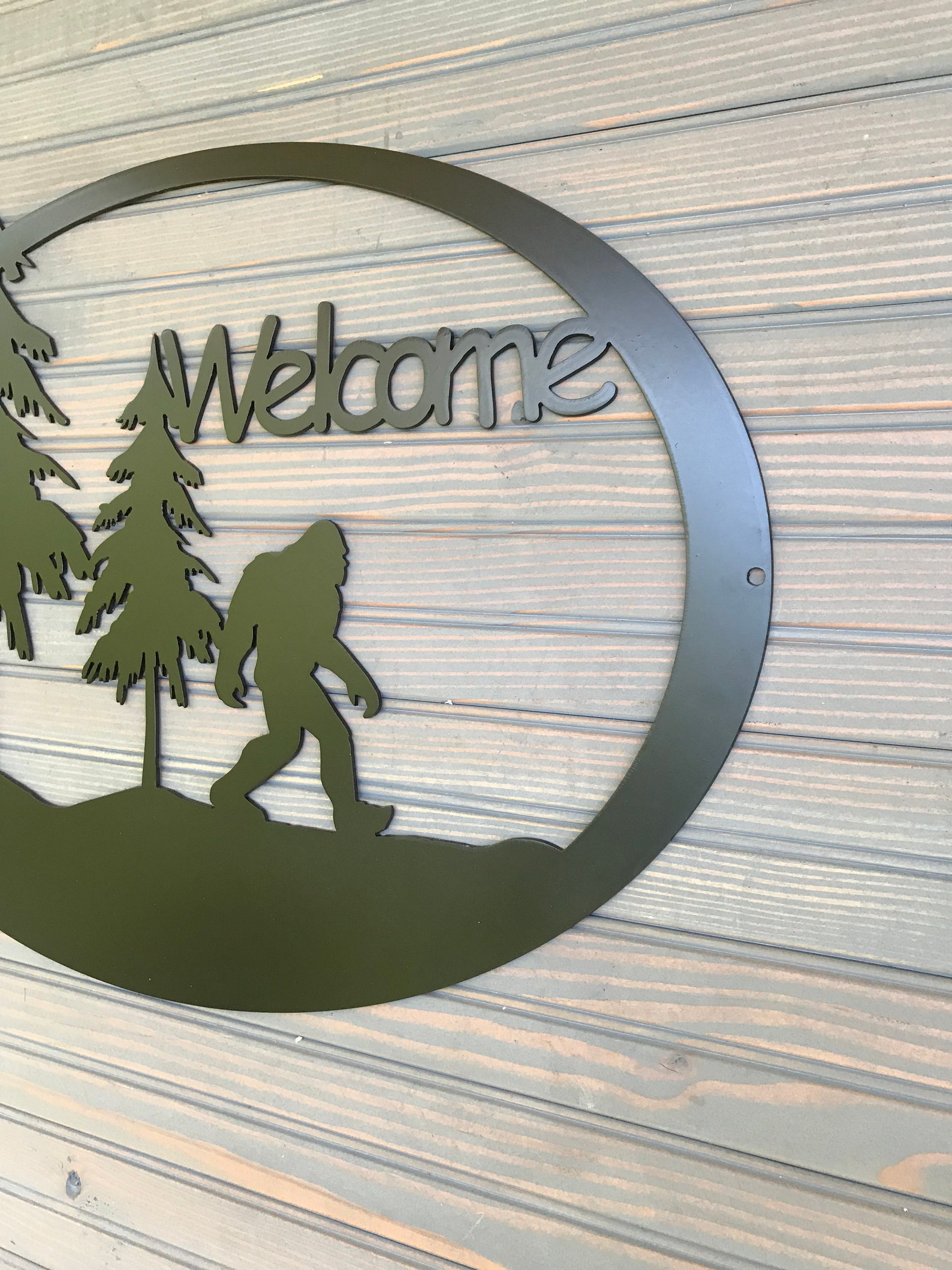 Bigfoot Welcome Sign: Metal Sasquatch Wall Art, Cabin Decor - Etsy