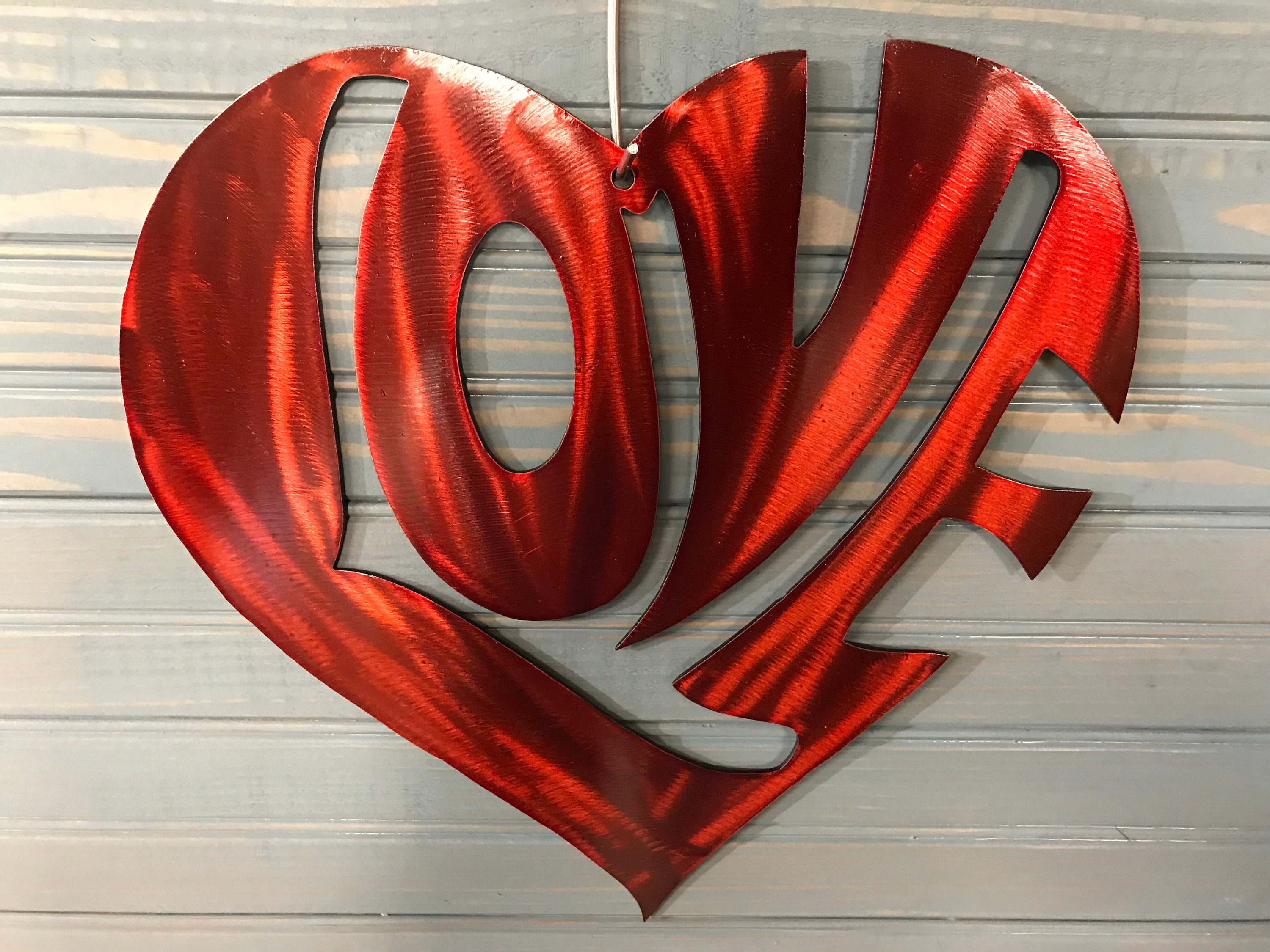 Love Heart Metal Wall Art: Powder Coated Steel, Handmade - Etsy