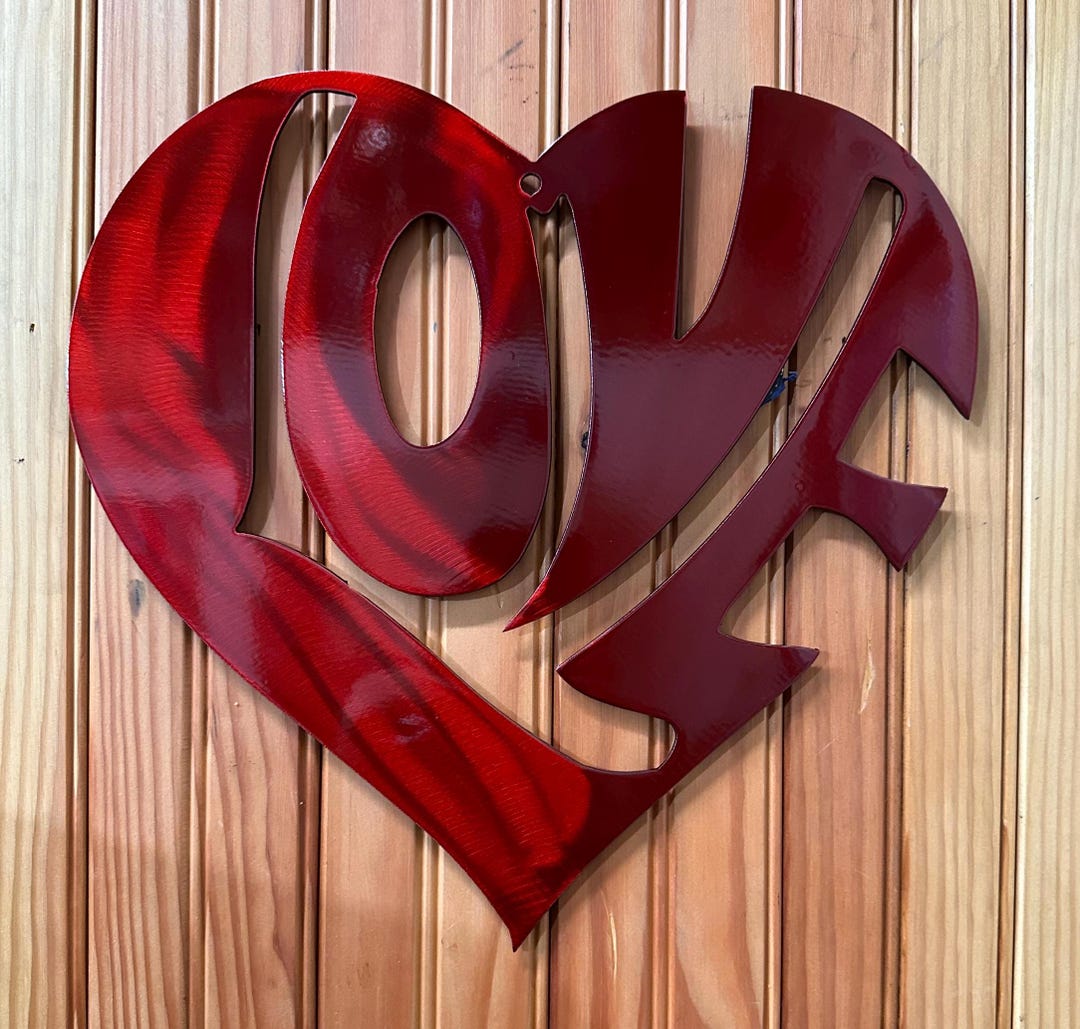 Love Heart Metal Wall Art: Powder Coated Steel, Handmade - Etsy
