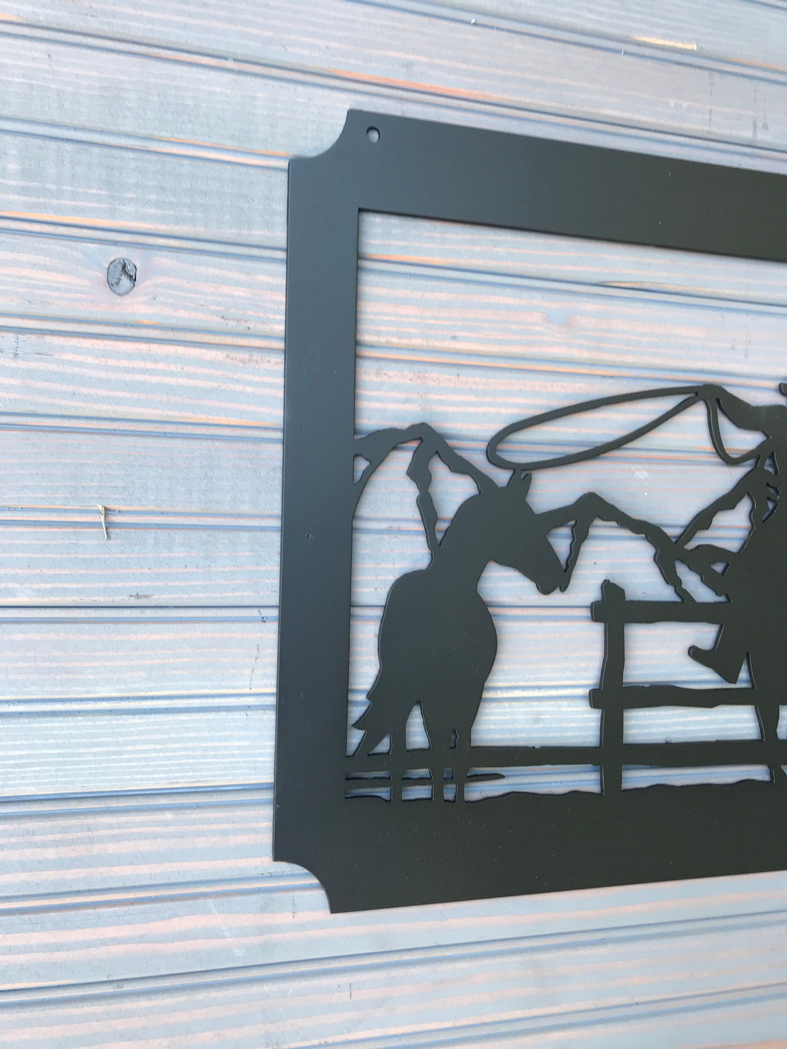 Cowboy Metal Art Western Wall Art Horse Roping Scene | Etsy