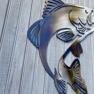 Large Mouth Bass Fish Metal Wall Art Sculpture Cabin Art - Etsy