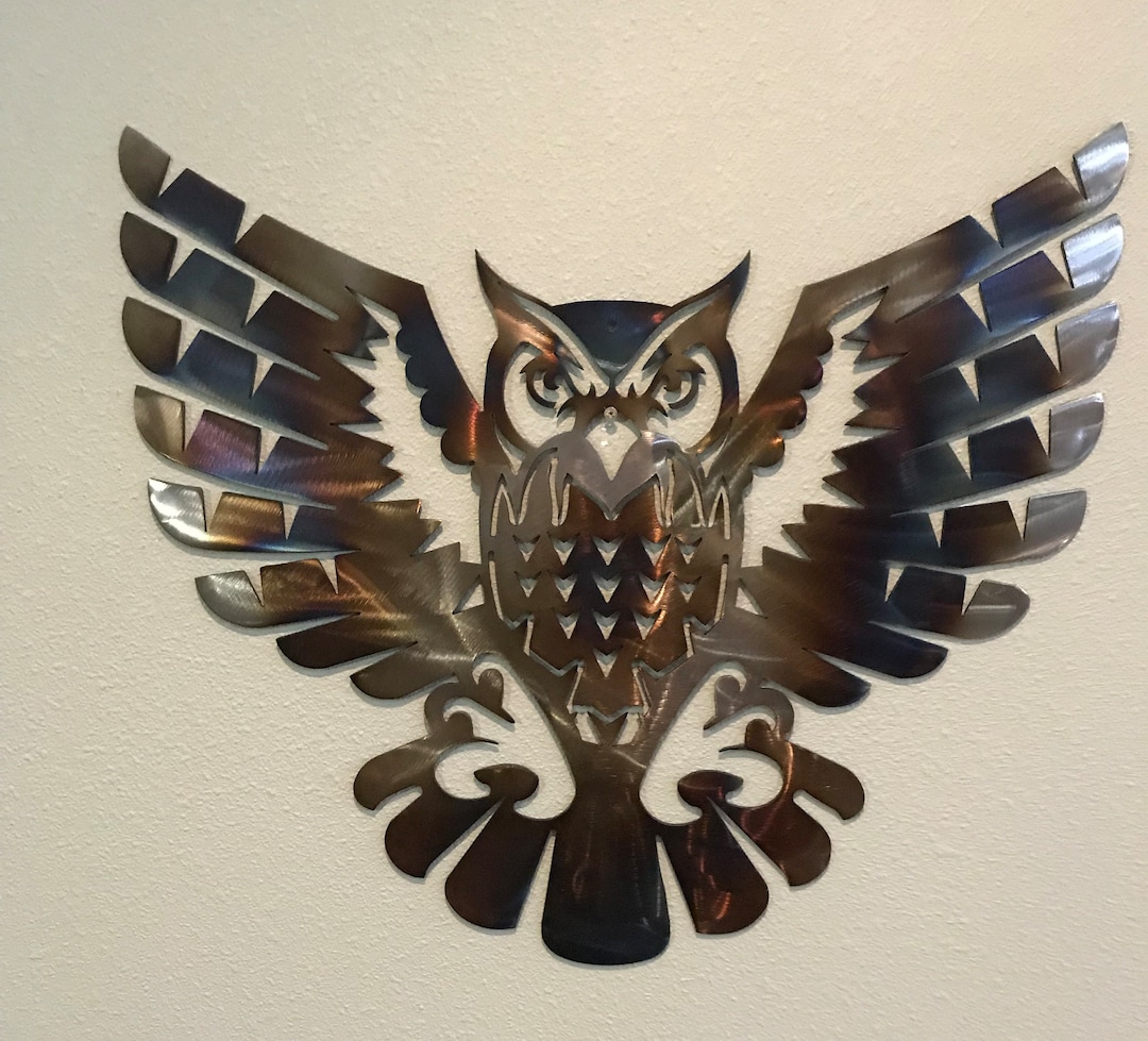 Handmade Torch-colored Owl Metal Wall Art, Nature Home Decor - Etsy