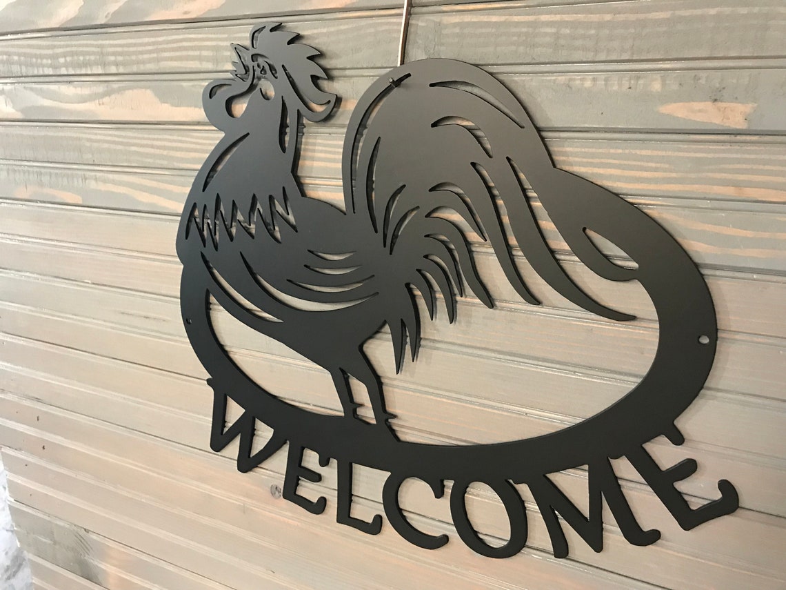 Rooster Chicken Welcome Sign Metal Art Kitchen Decor Wall Art - Etsy