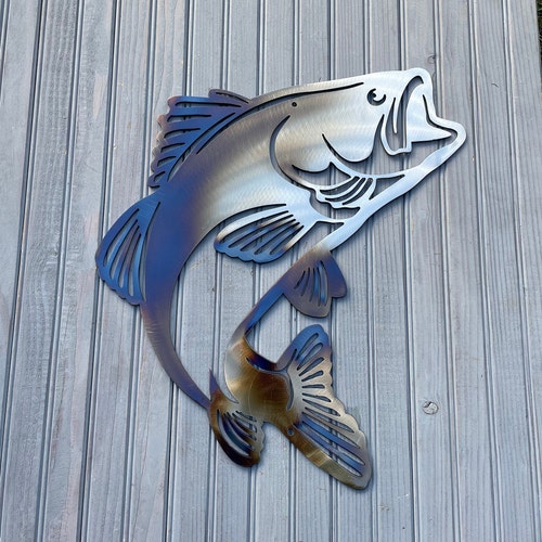 Large Mouth Bass Fish Metal Wall Art Sculpture Cabin Art - Etsy