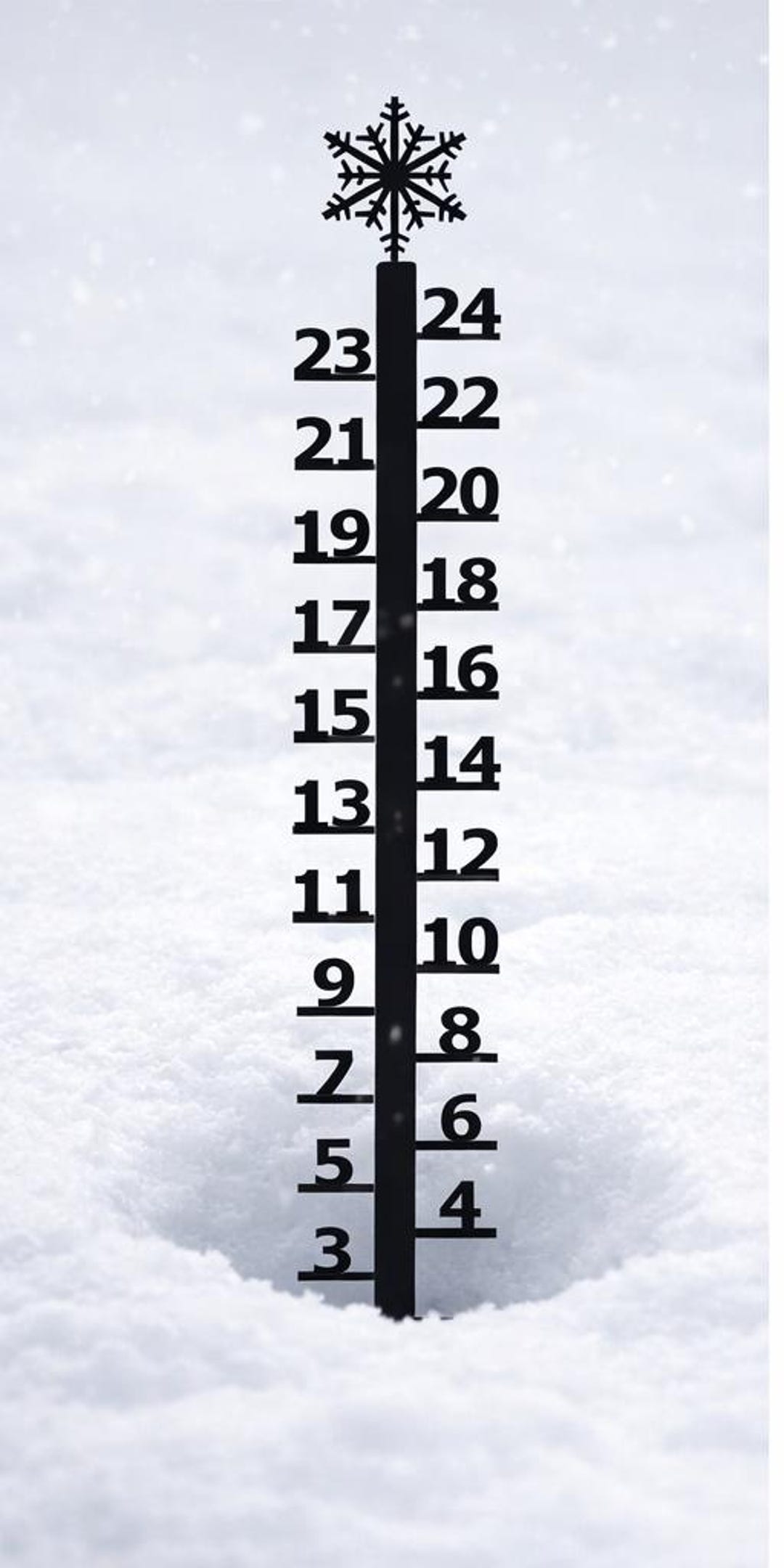 24” Snow Gauge Yard Stake – Metal Snowfall Measure With Snowflake Top ...