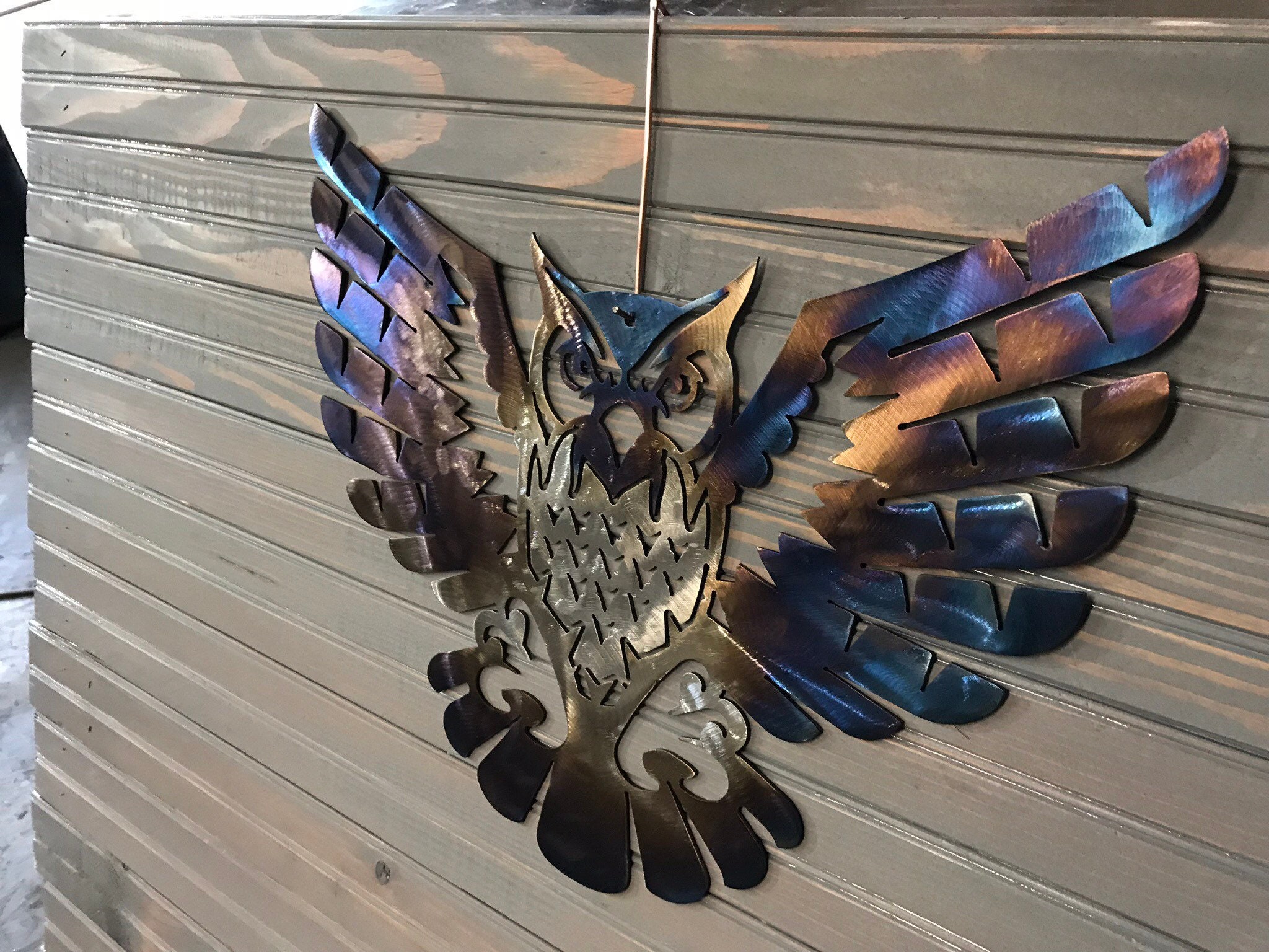 Beautiful Owl Metal Art, 18" or 24" Wide Wall Art Home Decor Outdoor ...