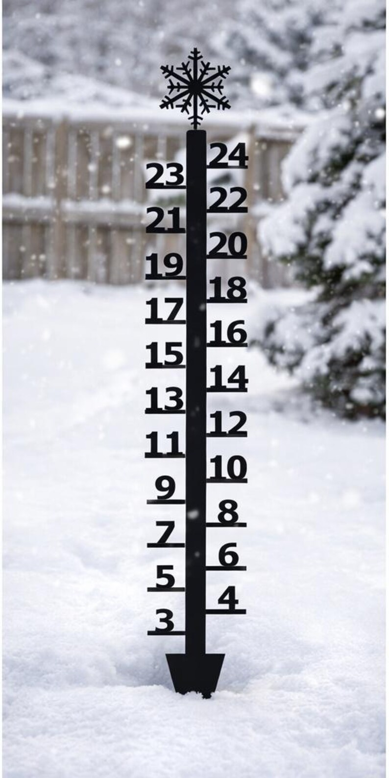 24” Snow Gauge Yard Stake – Metal Snowfall Measure With Snowflake Top ...
