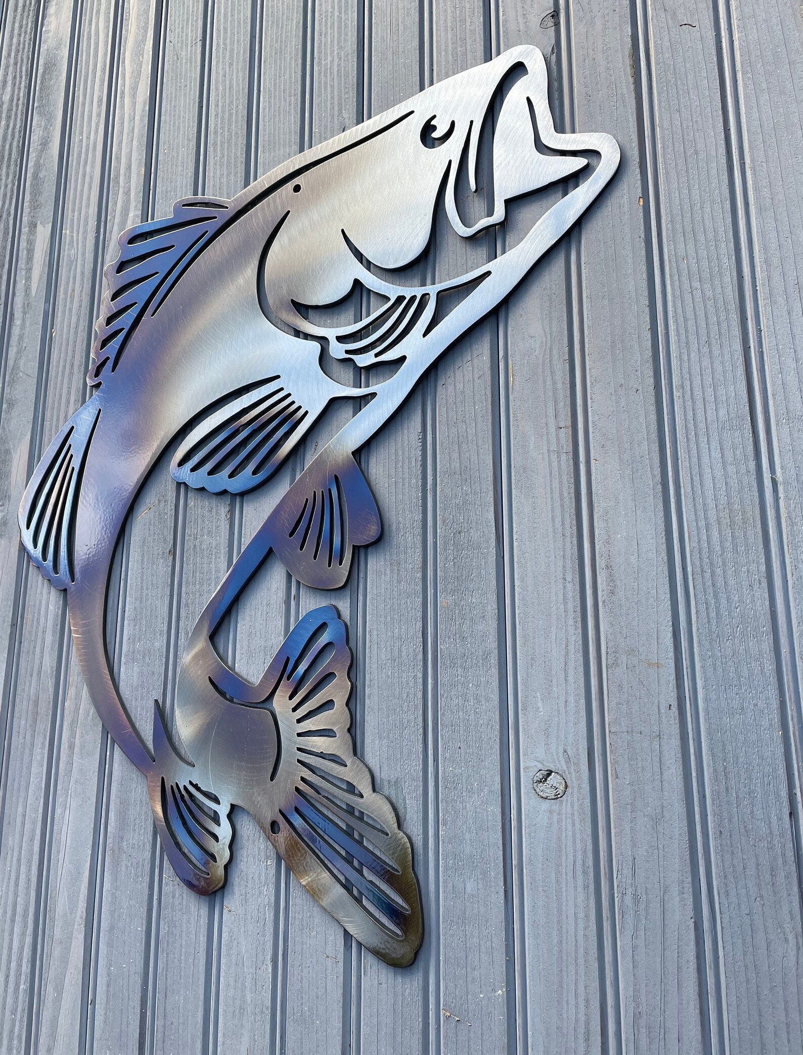 Large Mouth Bass Fish Metal Wall Art Sculpture Cabin Art | Etsy