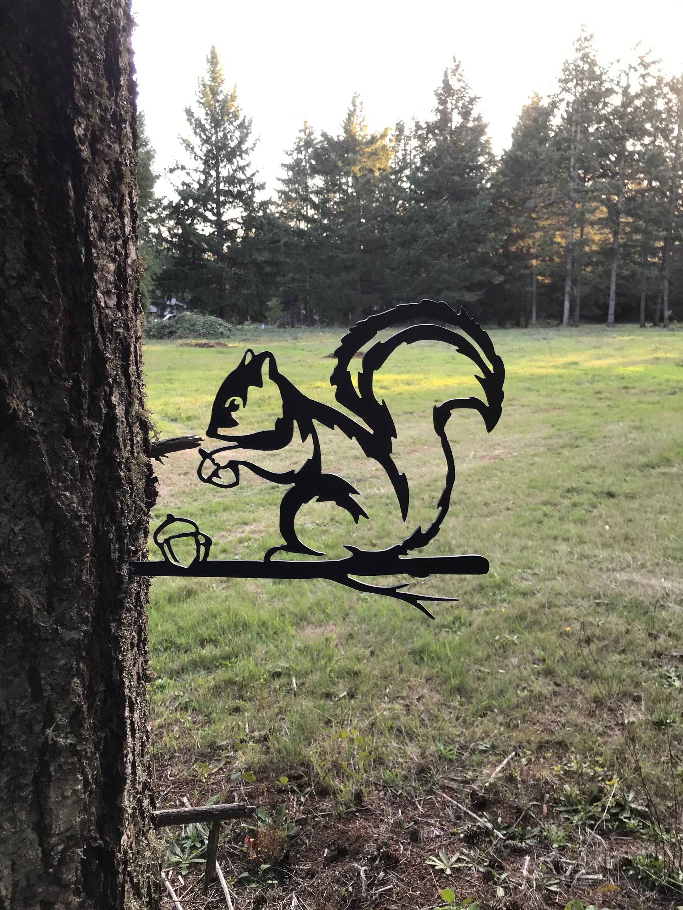 Metal Squirrel / Garden Stake / Tree Stake / Garden Art / - Etsy