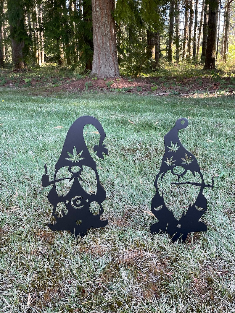 Naughty Smoking Gnome Garden Art, Backyard Decor (set of Three) - Etsy