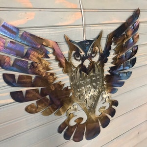 Beautiful Owl Metal Art, 18" or 24" Wide Wall Art Home Decor Outdoor ...
