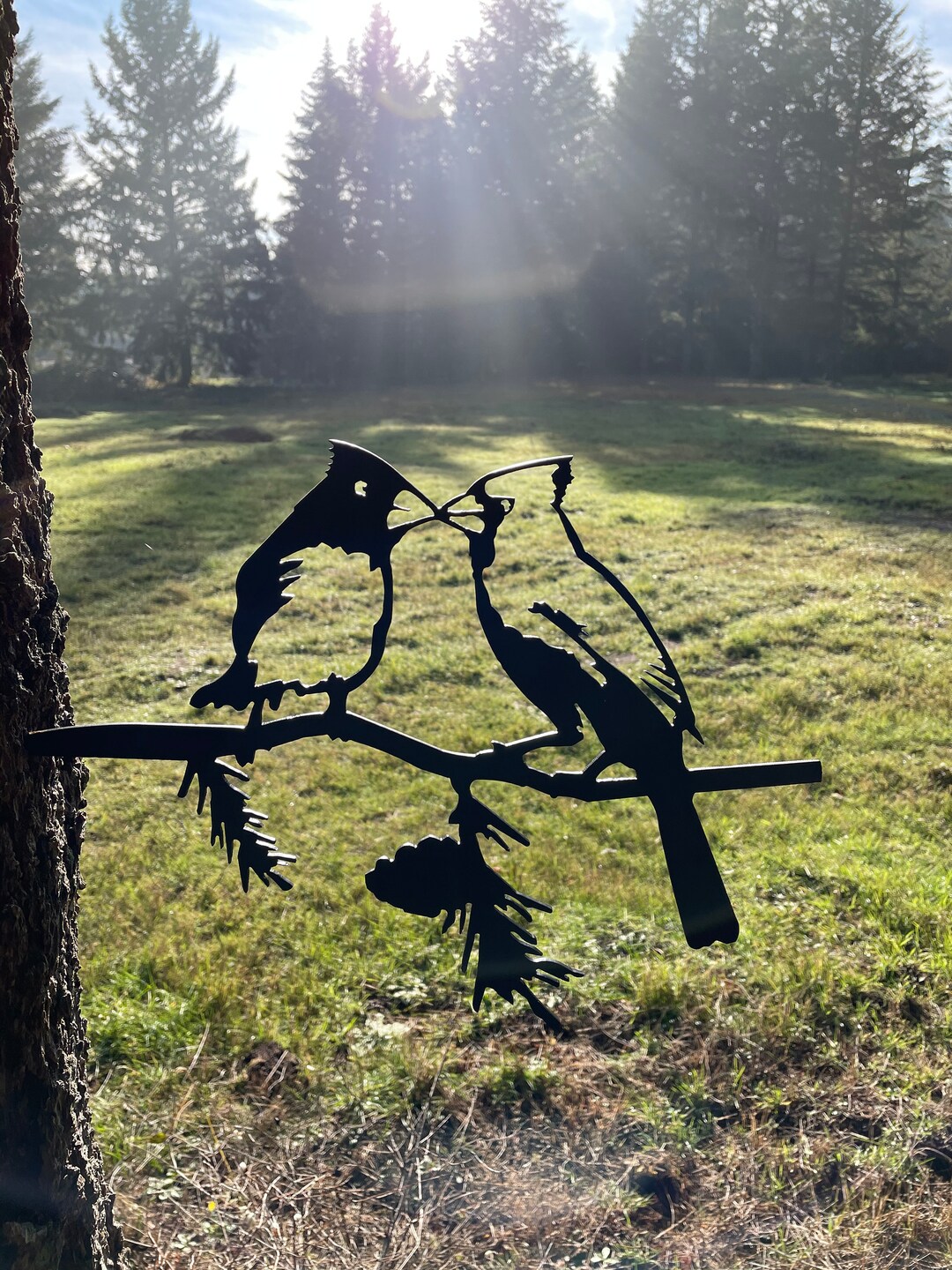 Metal Cardinals Kissing / Garden Stake / Tree Stake / Garden Art ...