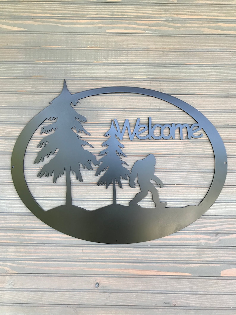 Bigfoot Welcome Sign: Metal Sasquatch Wall Art, Cabin Decor - Etsy