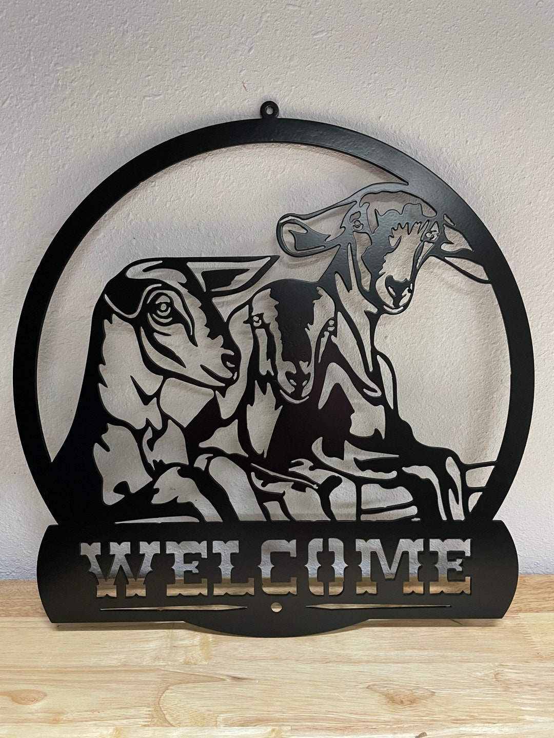 Goats Welcome Sign: Metal Wall Art, Cabin Decor - Etsy