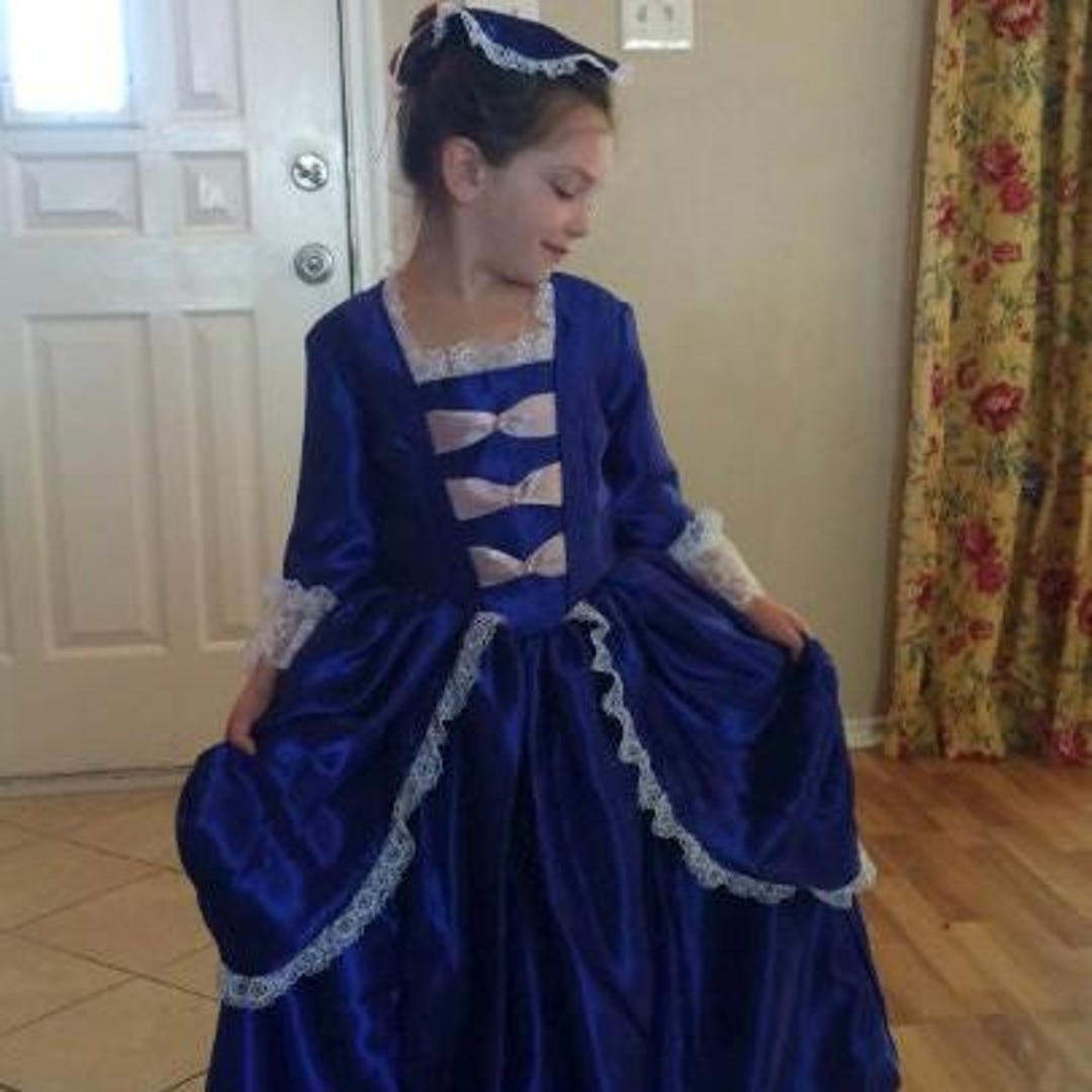 1770s Colonial Gala Gown Dress W/ Pinner Cap for Girls - Etsy