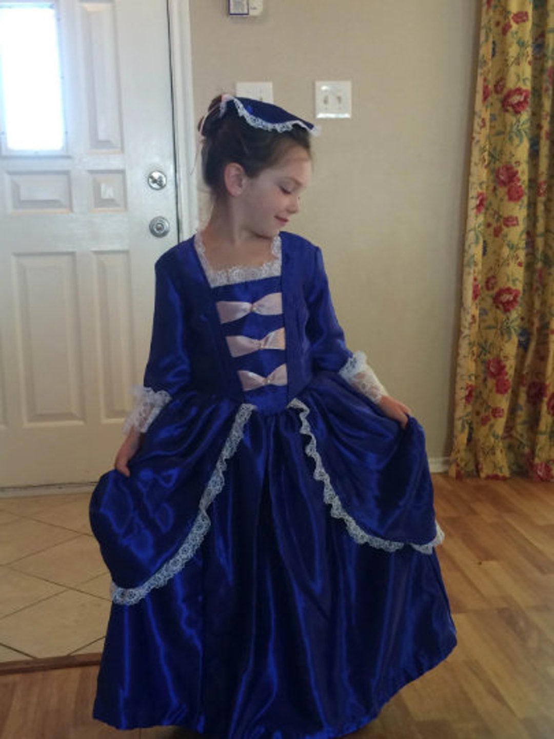 1770s Colonial Gala Gown Dress W/ Pinner Cap for Girls - Etsy