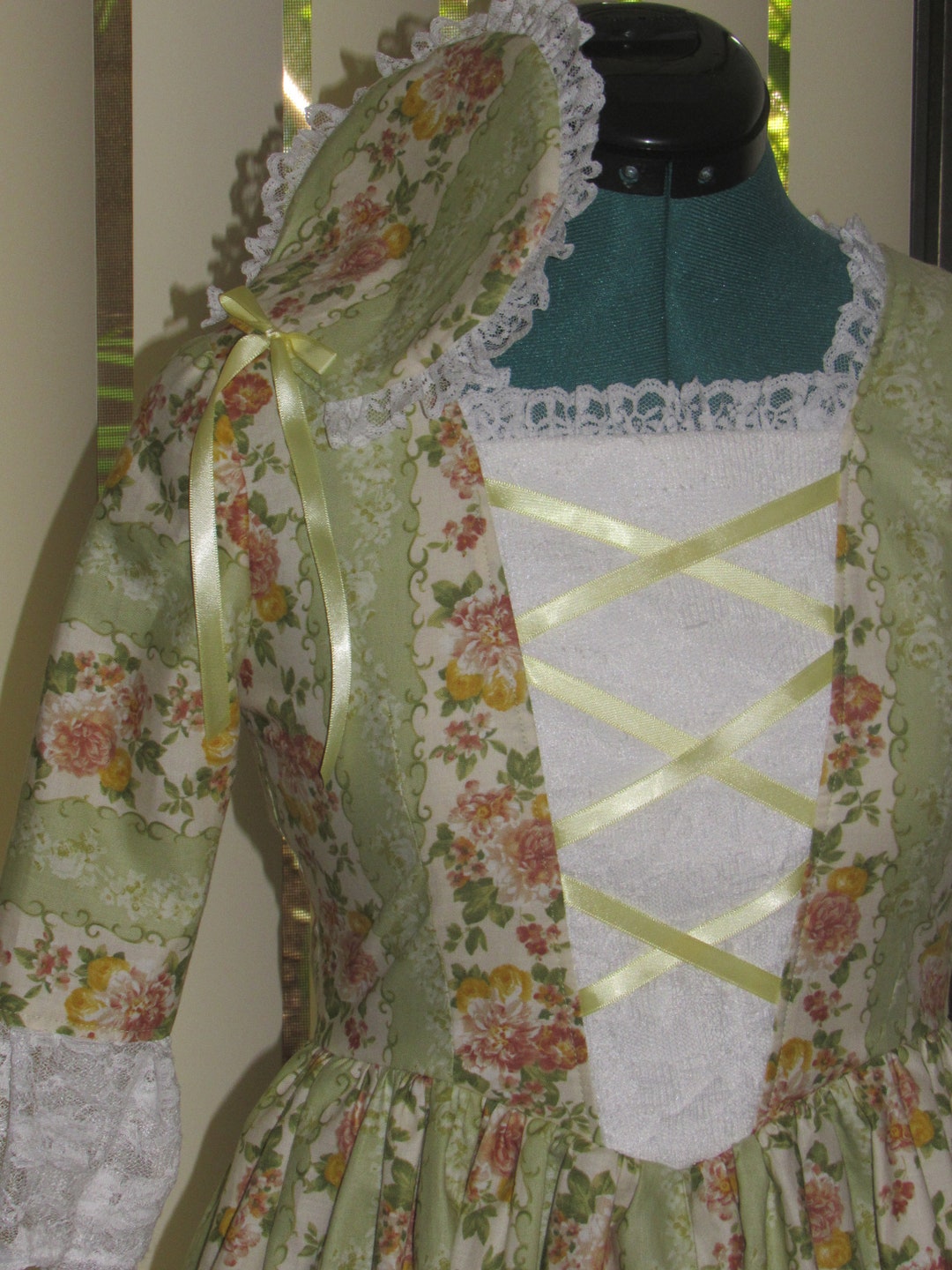 1770s Historical Colonial Gown Dress Costume and Pinner Cap READY TO ...