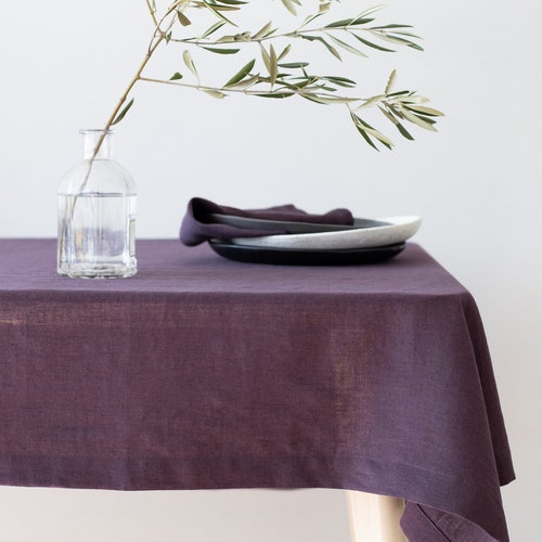 Plum Linen Tablecloth. Soft Linen Table Cloth. Dining Table - Etsy