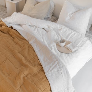 Linen Quilted Bedspread, Amber Linen Bedspread, Linen Quilt, Natural ...