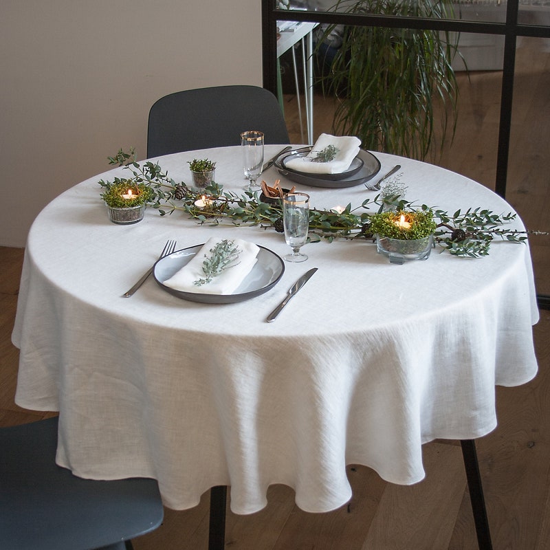 Round Linen Tablecloth - Etsy