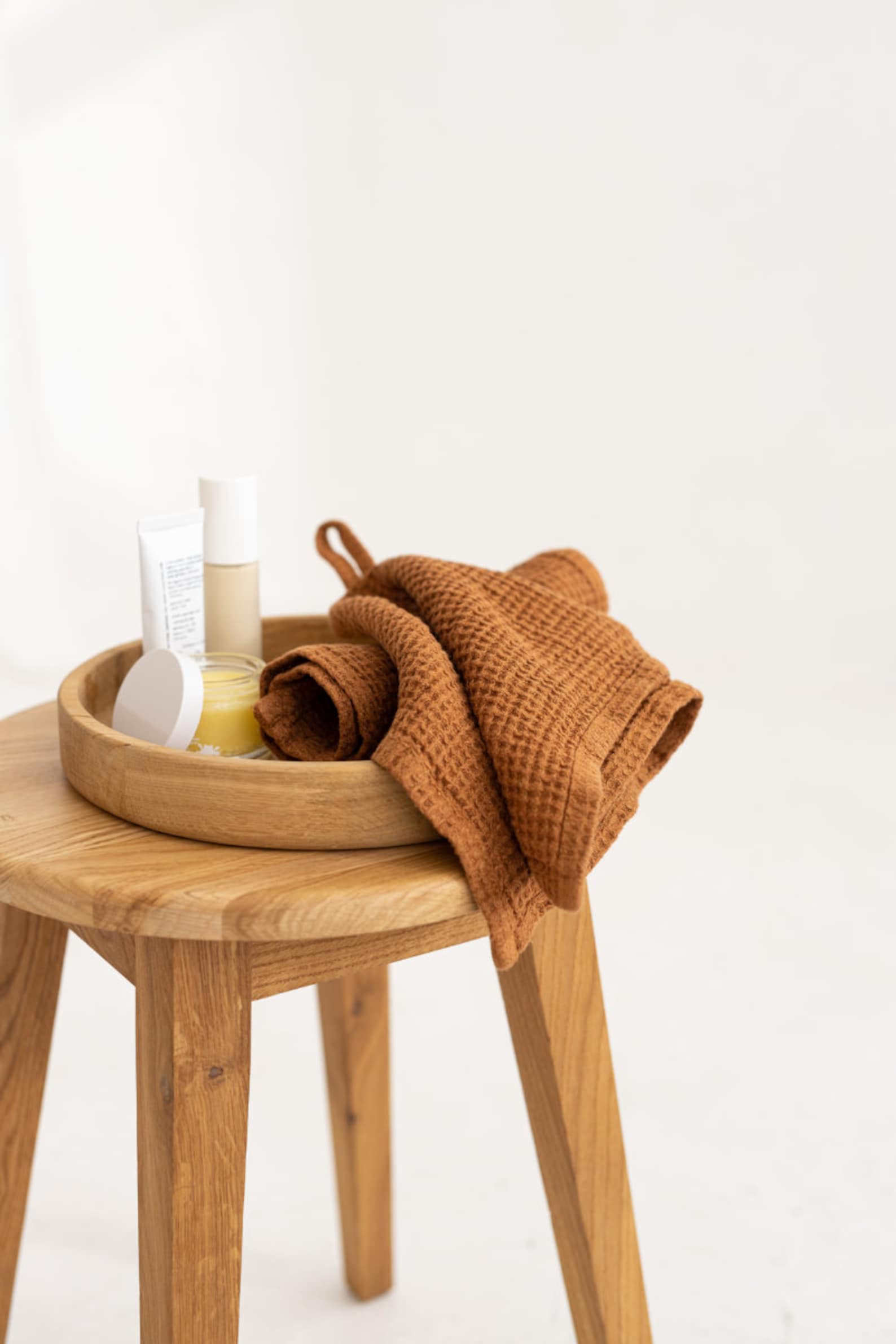 Linen Face Cloth Set of 2, Waffle Linen Face Towel, Compact Foldable ...