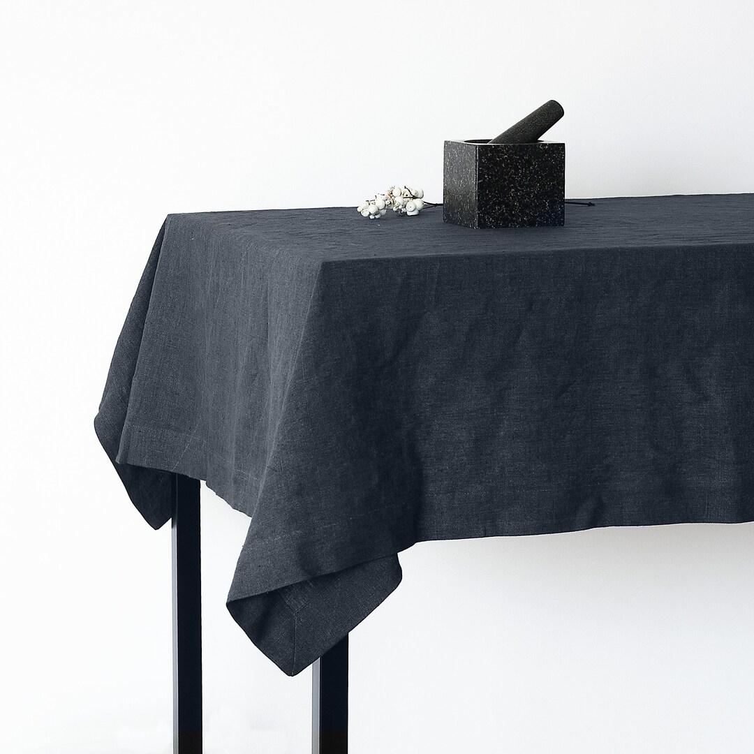 Pure and Natural Grey Linen Tablecloth With Mitered Corners - Etsy