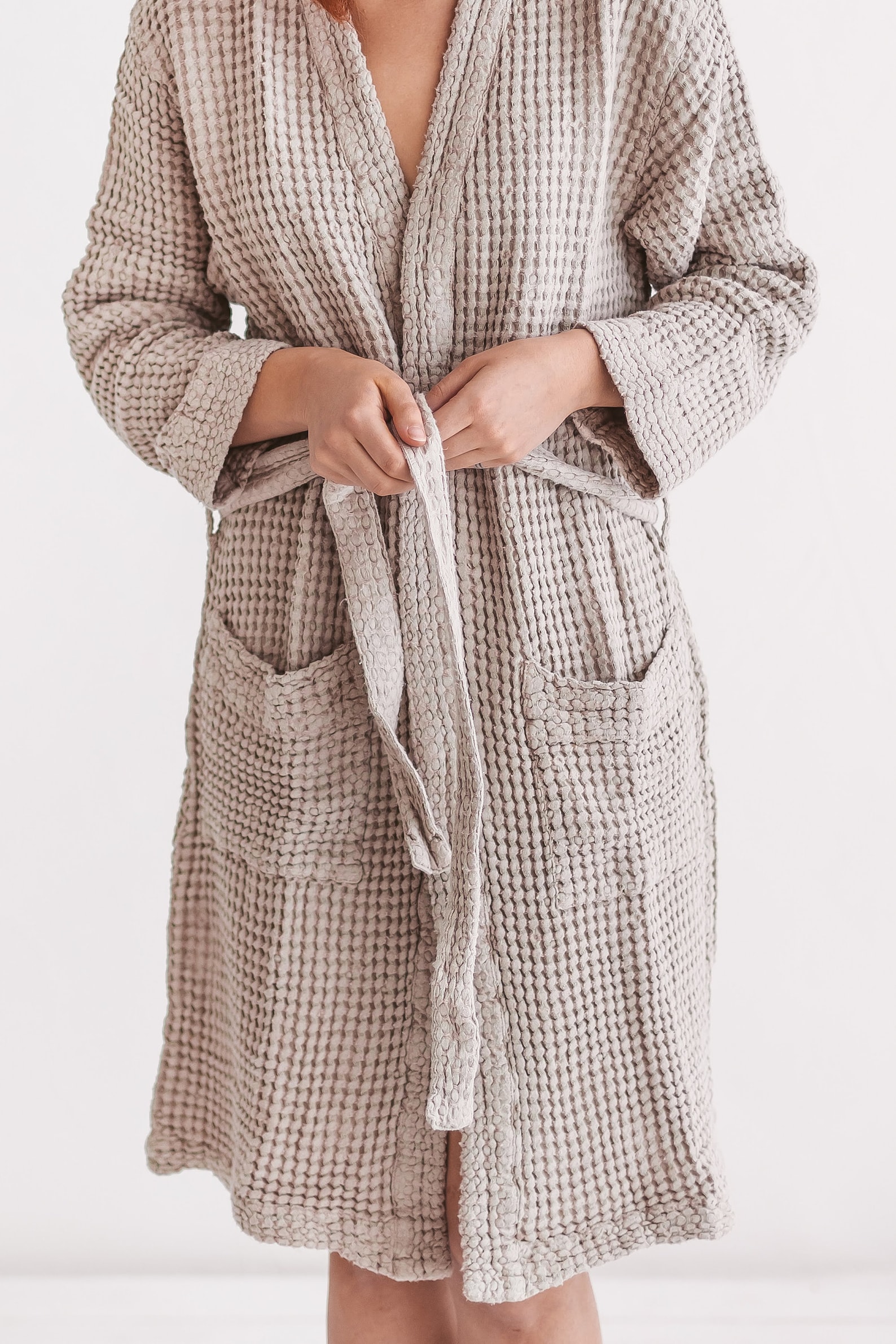 Grey Waffle Linen Robe Dark Gray Linen Bathrobe With Belt | Etsy