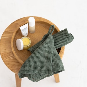 Linen Face Cloth Set of 2, Waffle Linen Face Towel, Compact Foldable ...