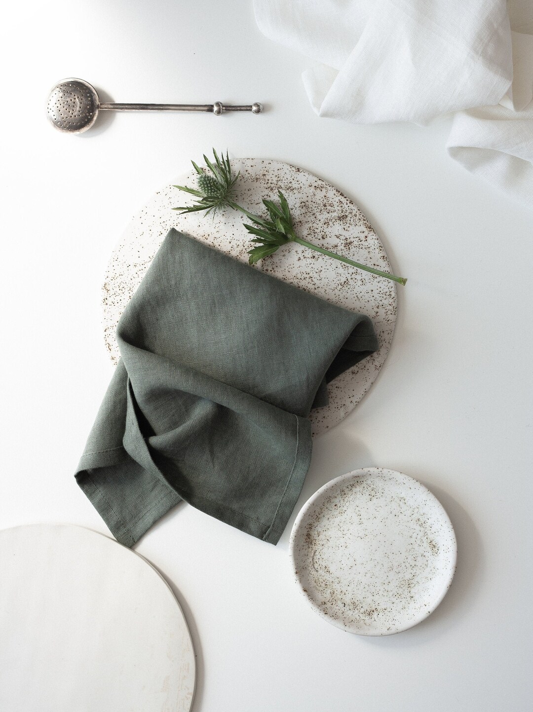Softened Linen Napkins Set, Green Linen Cloth Napkins, Wedding Linen ...
