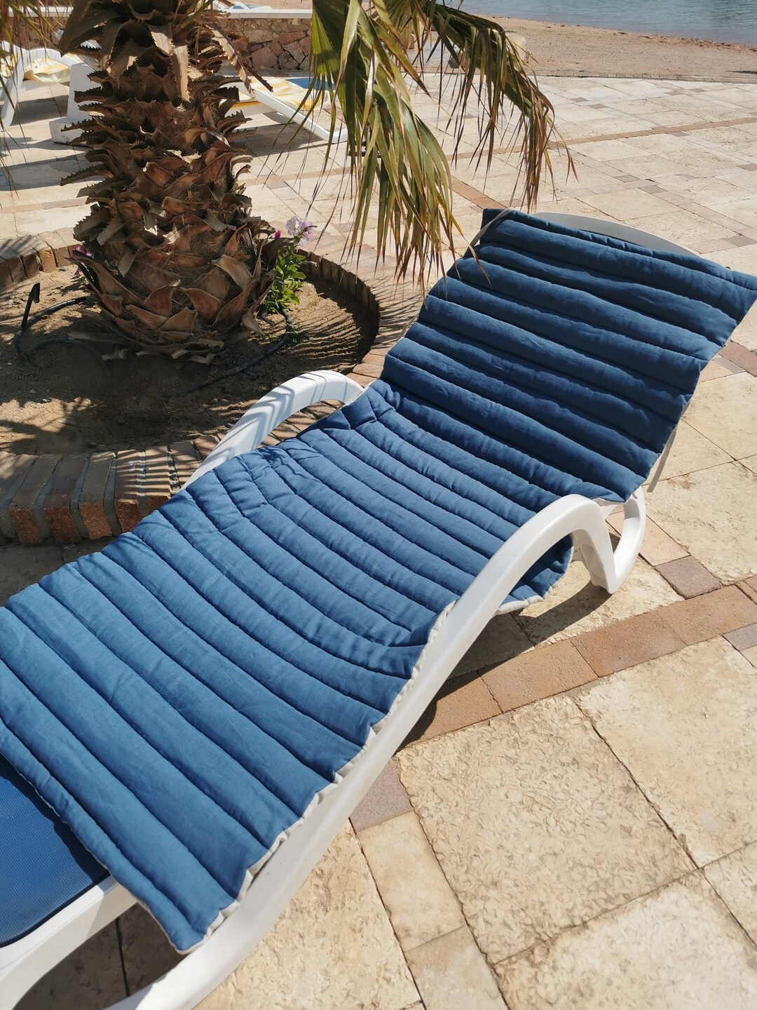 Portable Linen Beach Mat, Linen Chaise Lounge Bed Cushion, Linen Roll ...