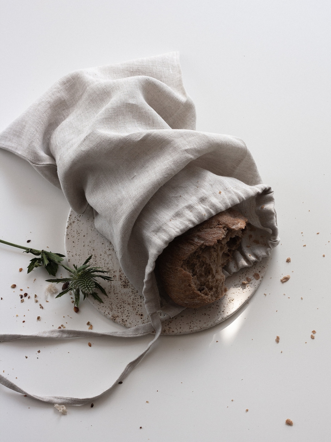 Natural Linen Bread Bag Set, Linen Bread Storage Bag, Drawstring Bag ...